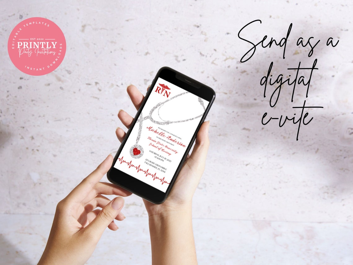 EDITABLE Nursing Graduation Invitation | Nursing School Celebration ...