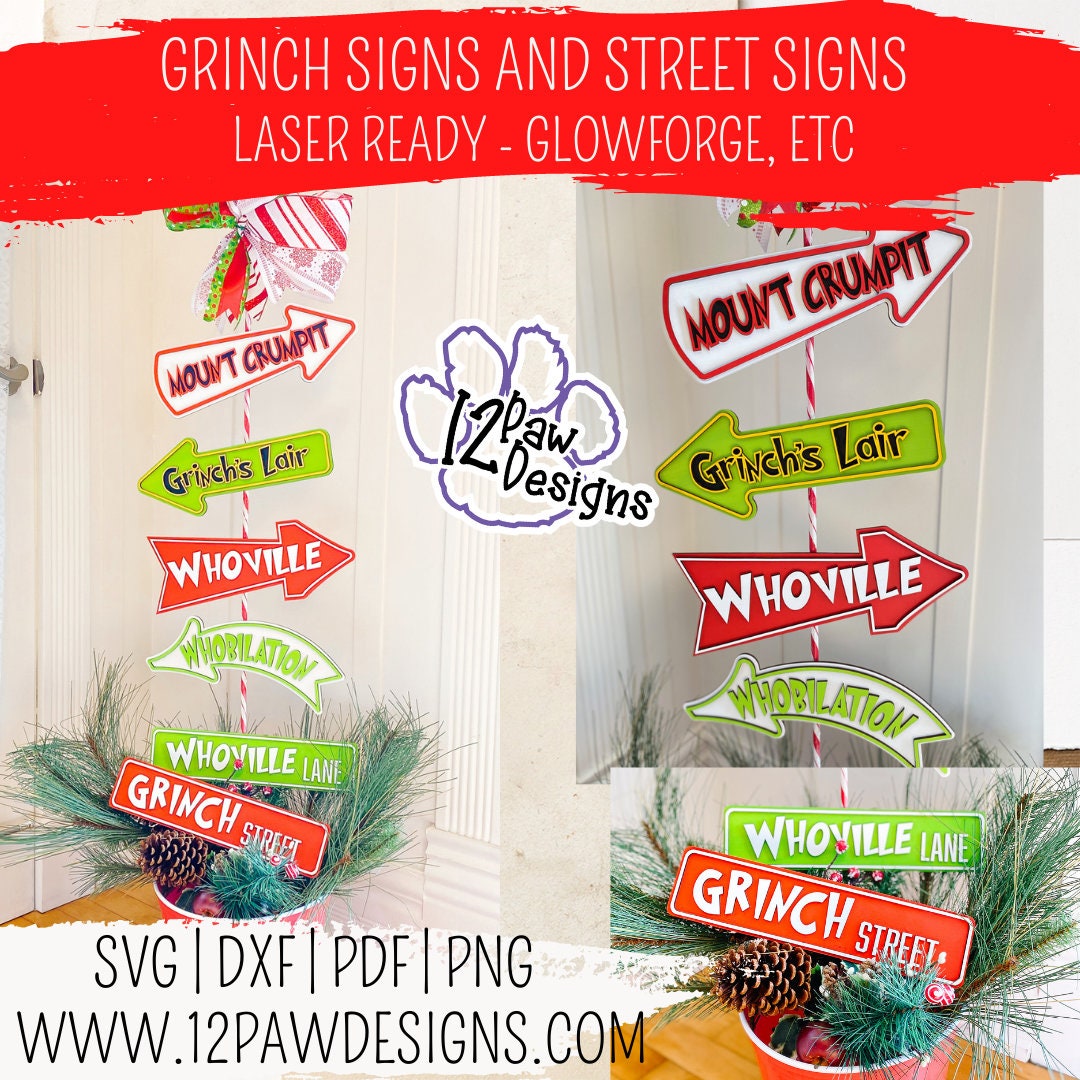 Laser Ready Grinch Christmas Grinch Sign Grinch Street - Etsy