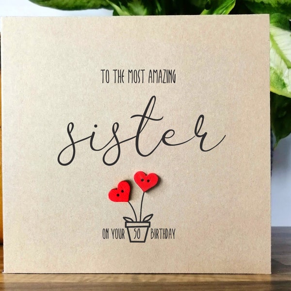 50th Birthday Sister Card Etsy Uk