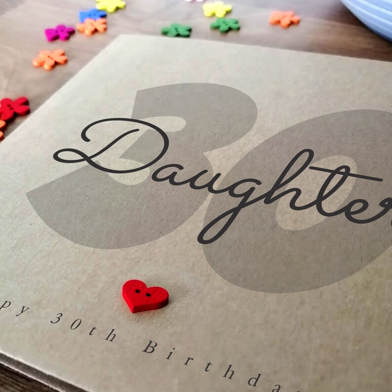 30th Birthday Card for Daughter, Daughter 30th, Handmade Birthday Card ...