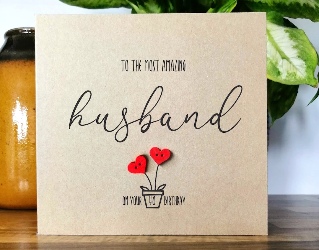 40th Birthday Card for Husband, Husband's 40th Handmade Birthday Card ...