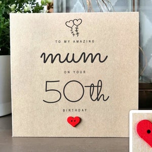 50th Birthday Card for Mum, Mummy 50th Handmade Birthday Card ...