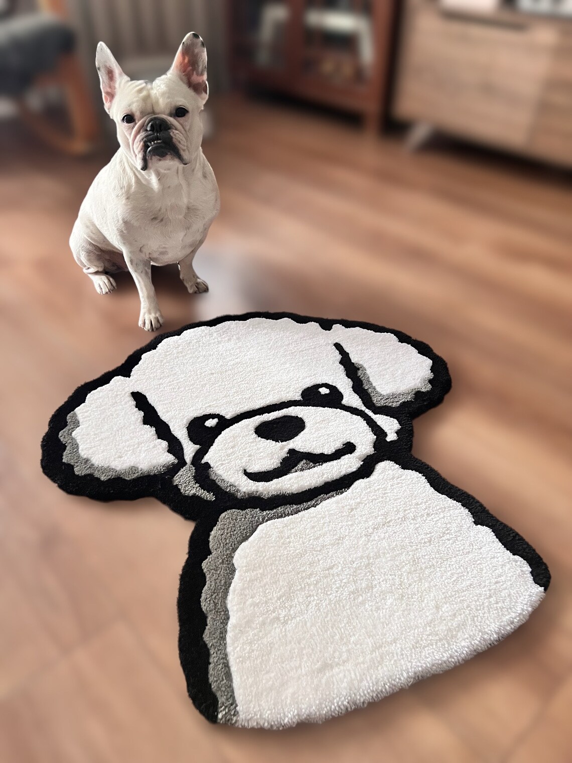 Handmade Poodle Rug: Tufted Acrylic Yarn Mat - Etsy