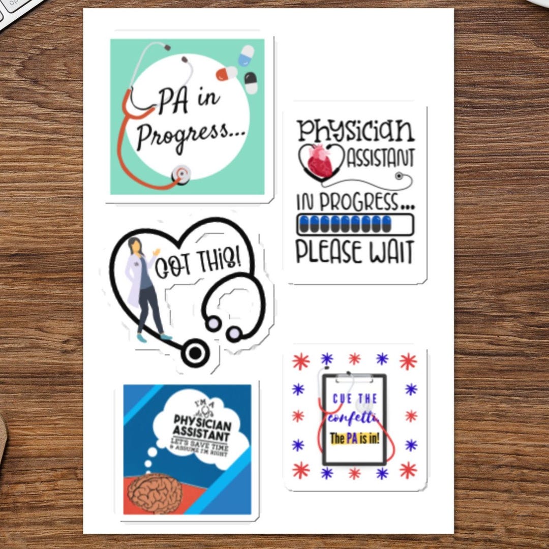 Physician Assistant Stickers, or Physician Associate, Sheet With FIVE ...