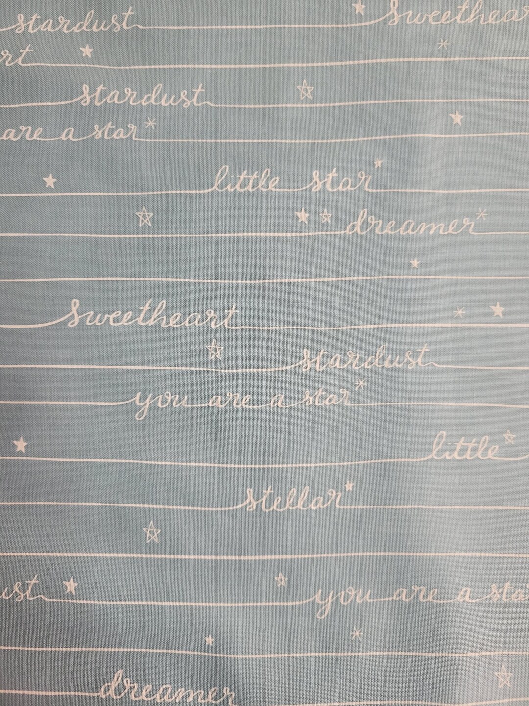 Stellar Baby by Abi Hall for Moda - Baby Blue Words - Sold by the Half ...