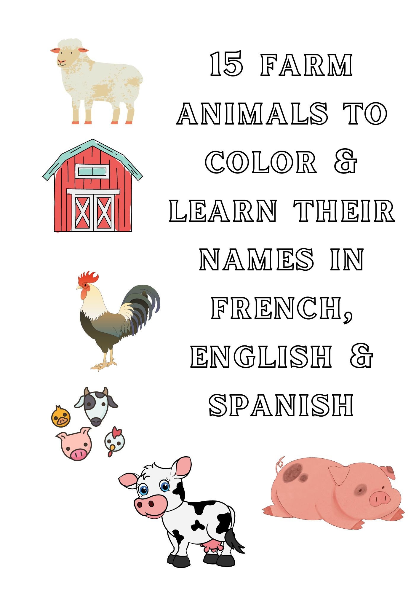 Pintable Drawing for Kids, Digital Files Wild Animals to Color and ...