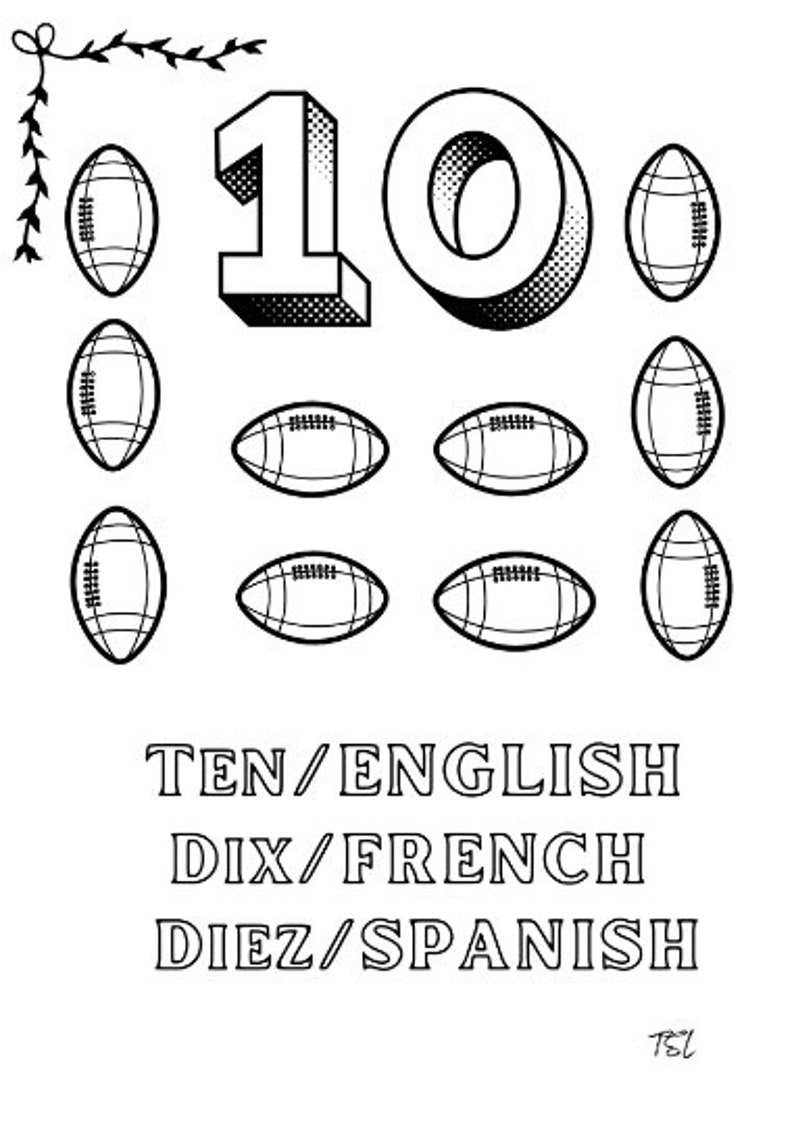 Printable Coloring Numbers 1 to 10 Bilingual Learn in English - Etsy