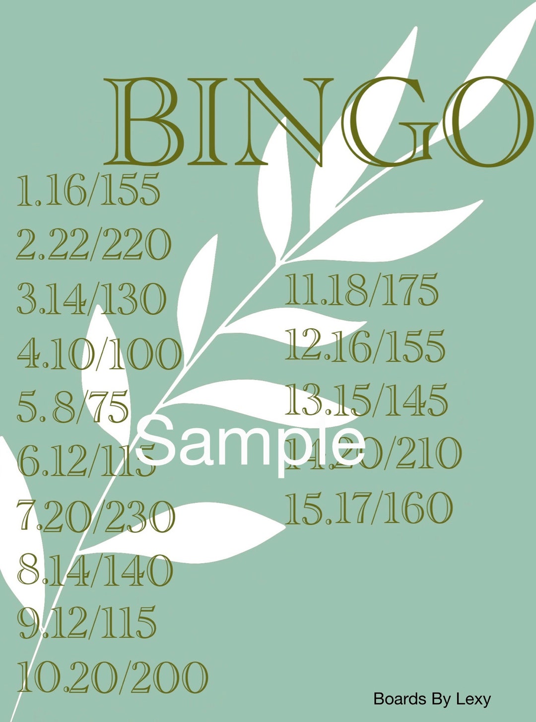 Fancy Bingo Board - Etsy