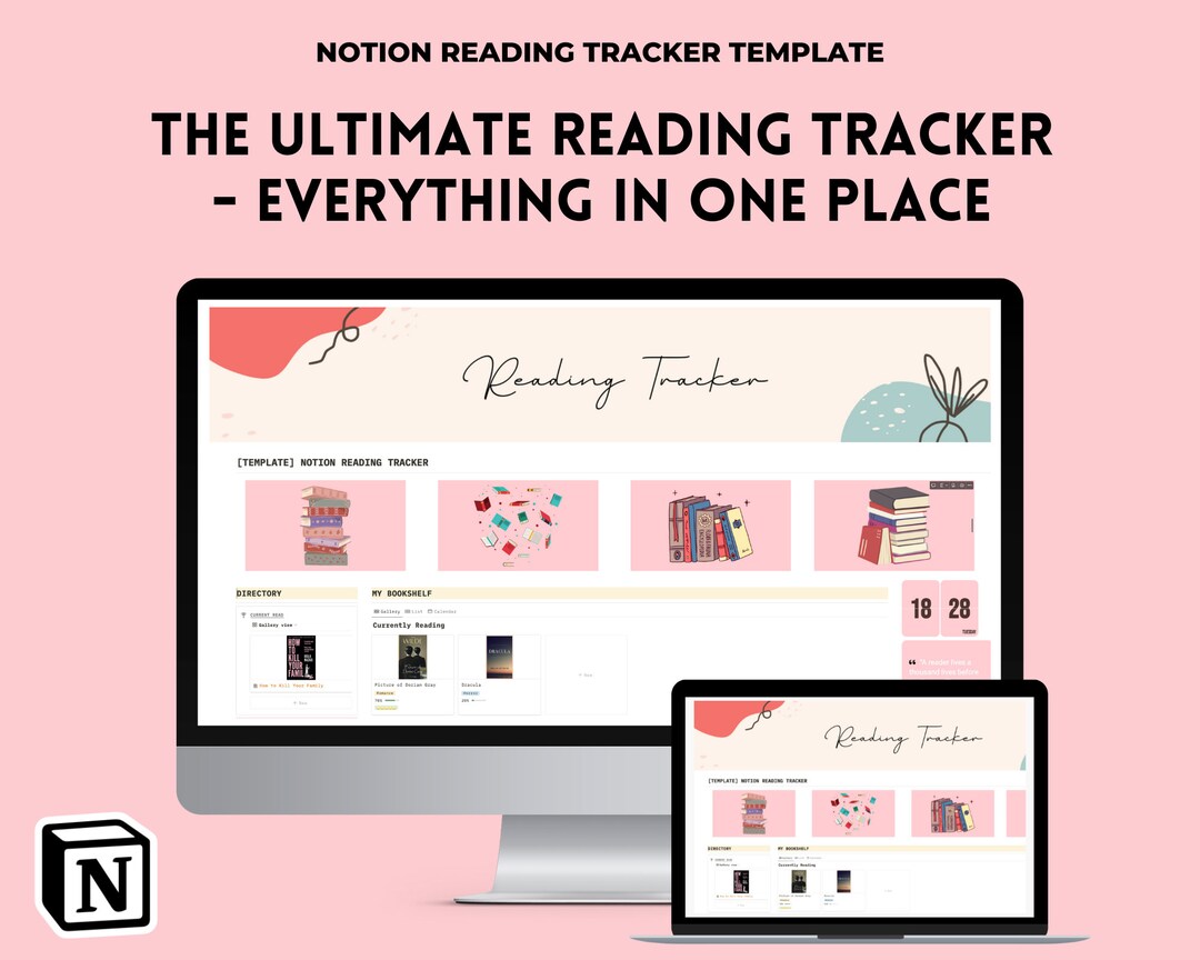 Notion Reading Tracker | Notion Template | Digital Reading Journal | Bookshelf, Book Journal ...