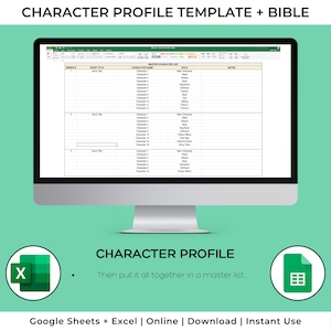 Character Profile Template for Authors - Book Character Bible - Excel ...