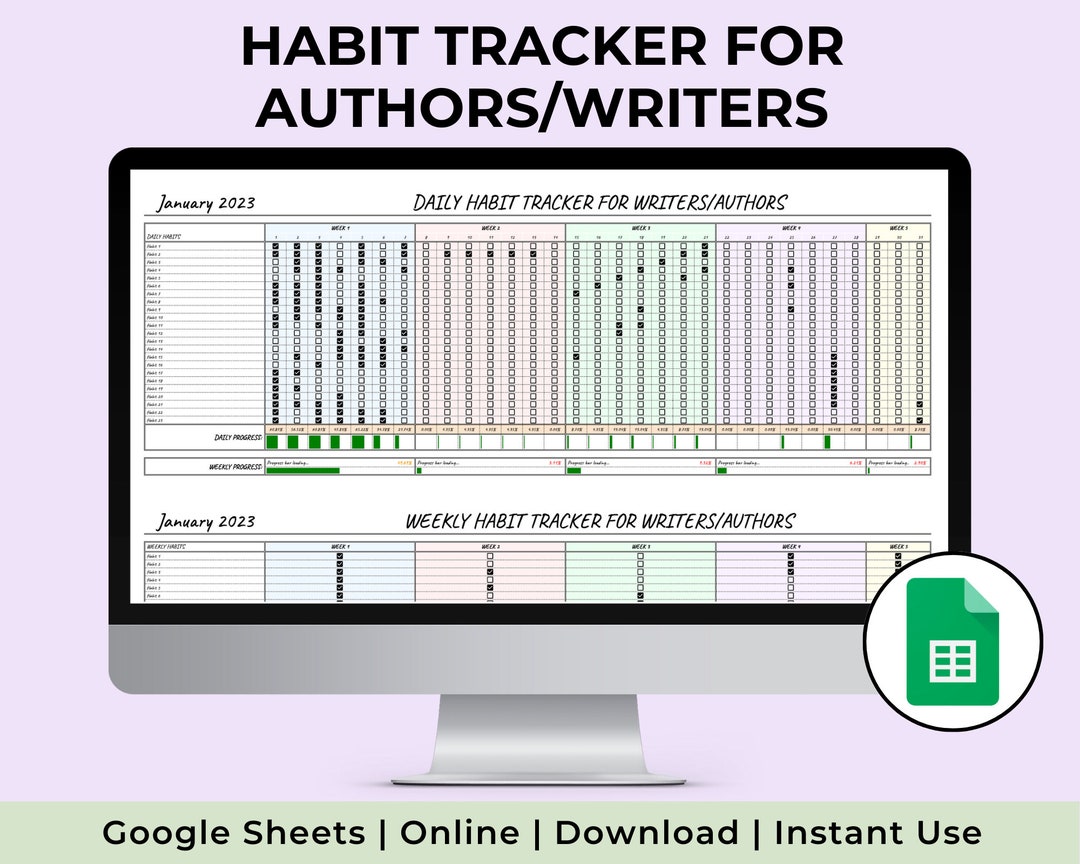Habit Tracker Spreadsheet Template, Digital Habit Tracker Sheets, Daily ...