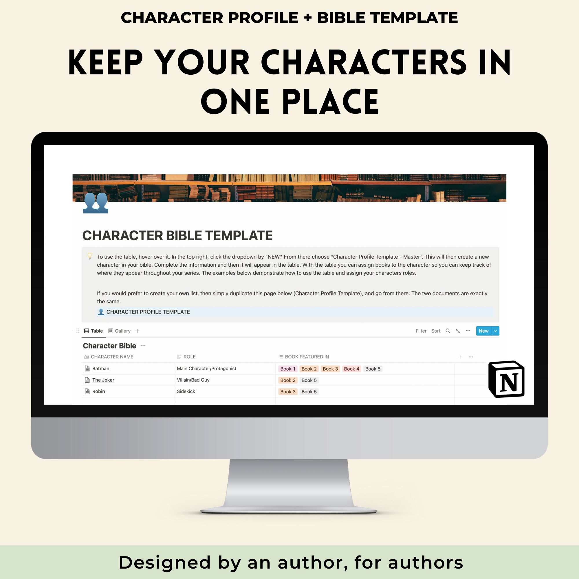 Notion Template for Authors and Writers Character Profile - Etsy
