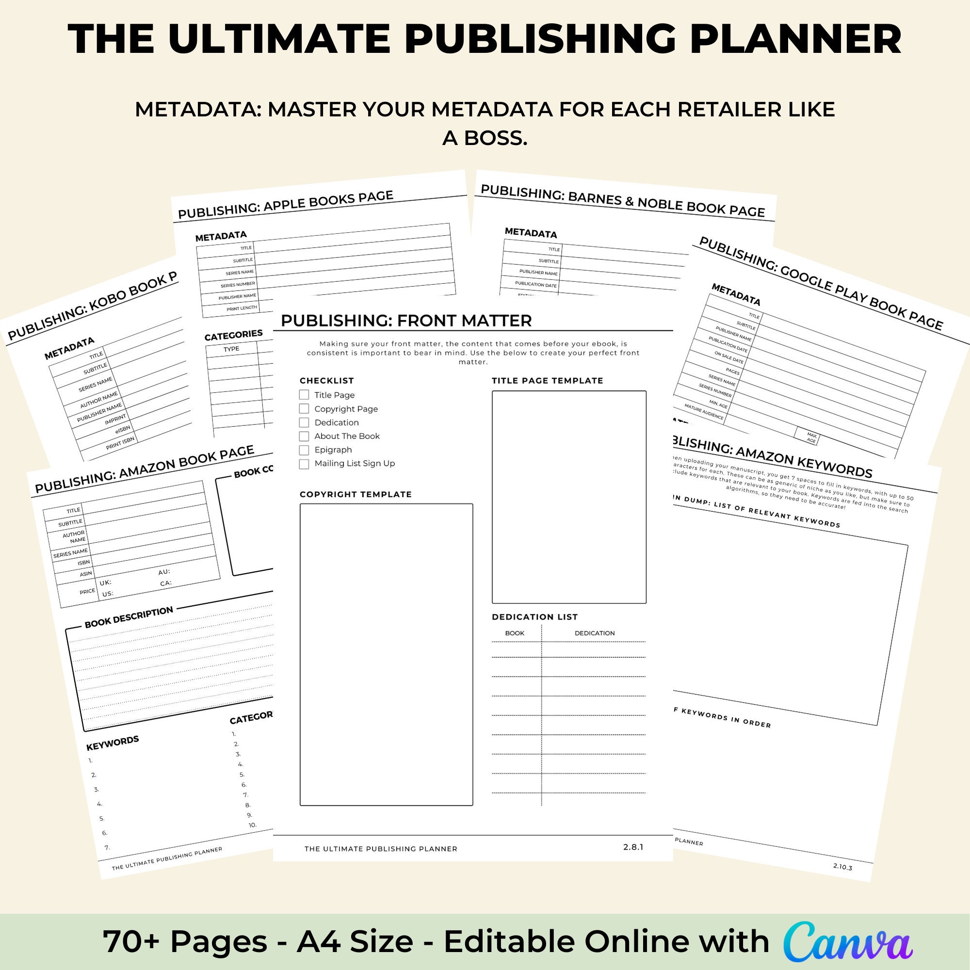 Editable Self Publishing Planner in Canva - Indie Publishing Planner ...