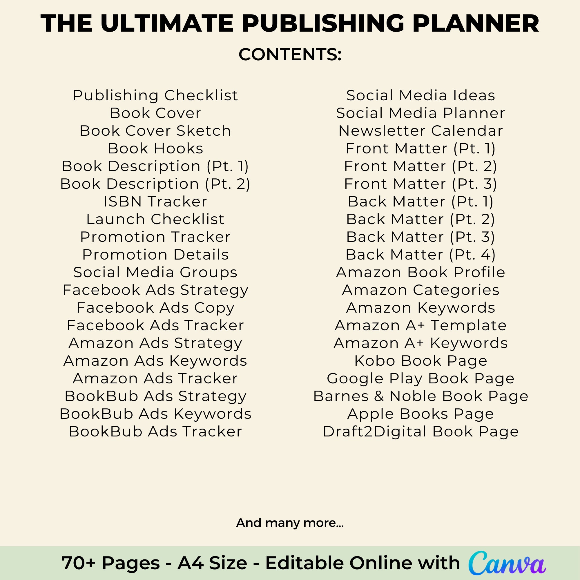 Editable Self Publishing Planner in Canva - Indie Publishing Planner ...