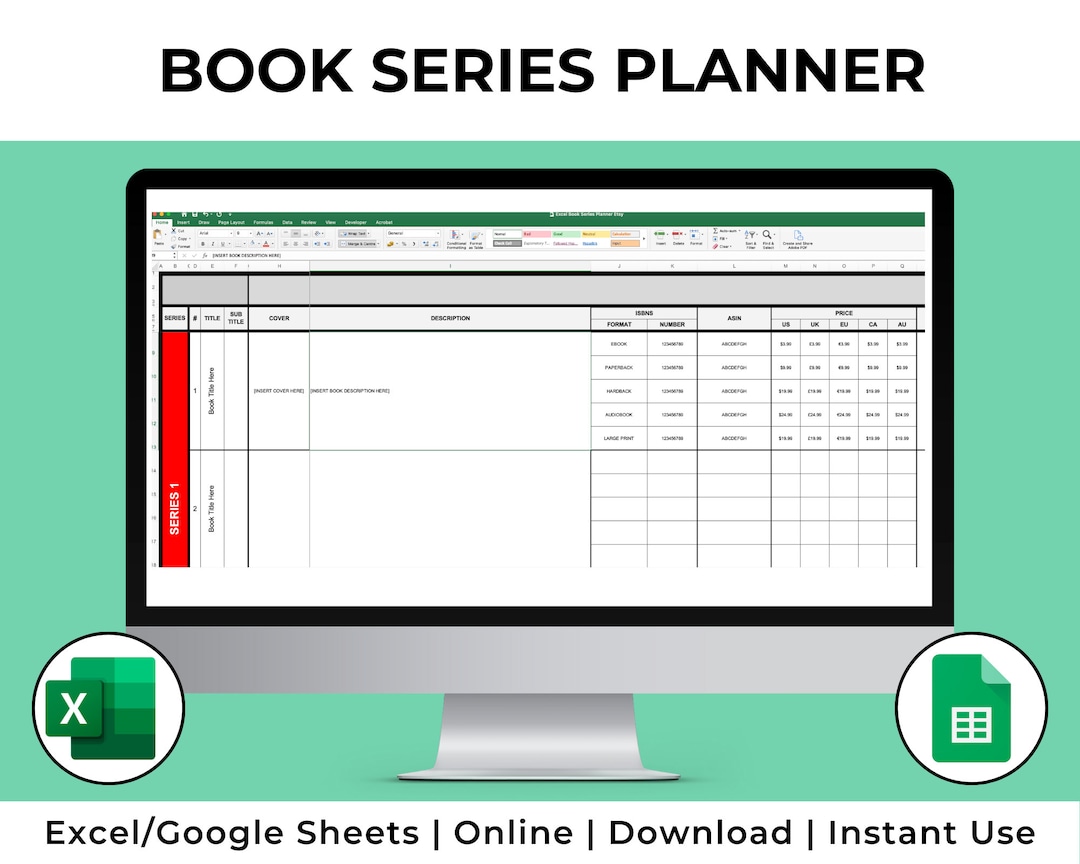 Book Series Planner Excel/google Sheets Template - Digital Book Planner ...