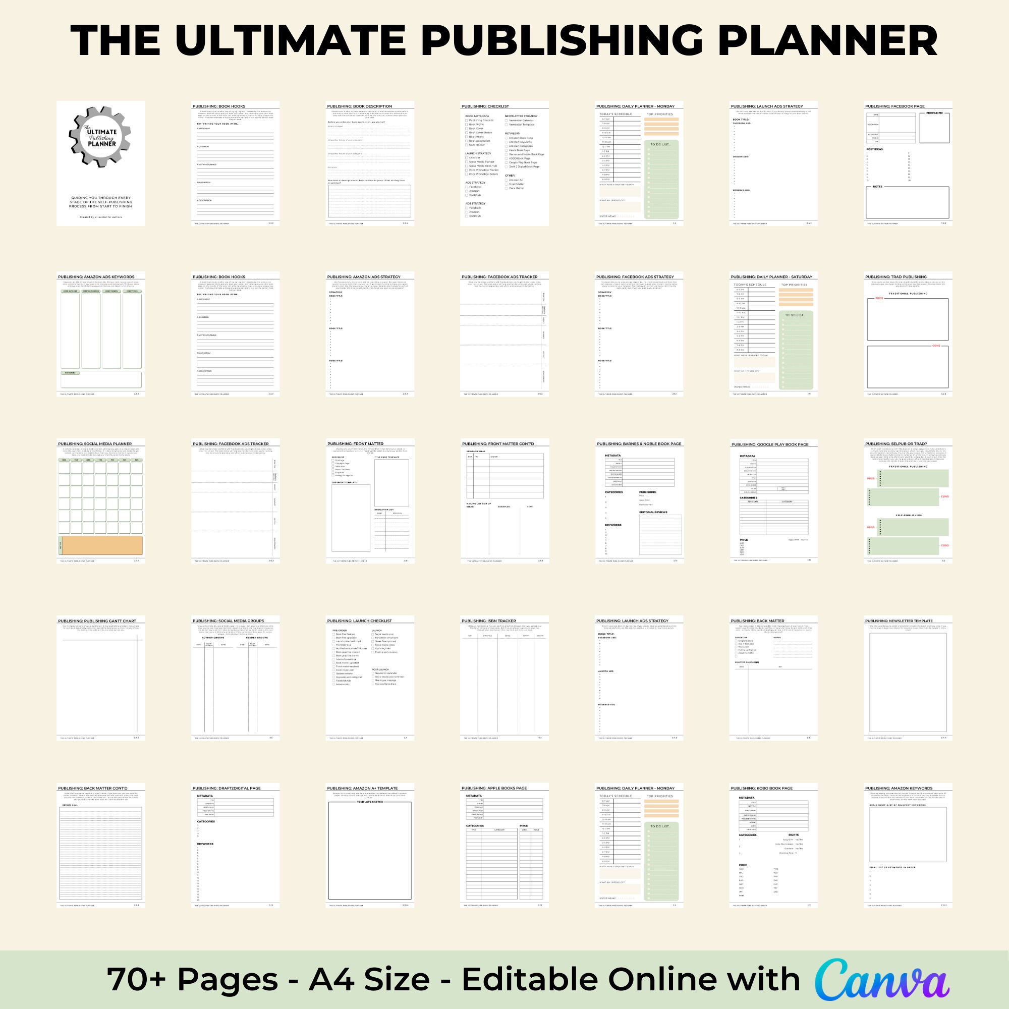 Editable Self Publishing Planner in Canva - Indie Publishing Planner ...