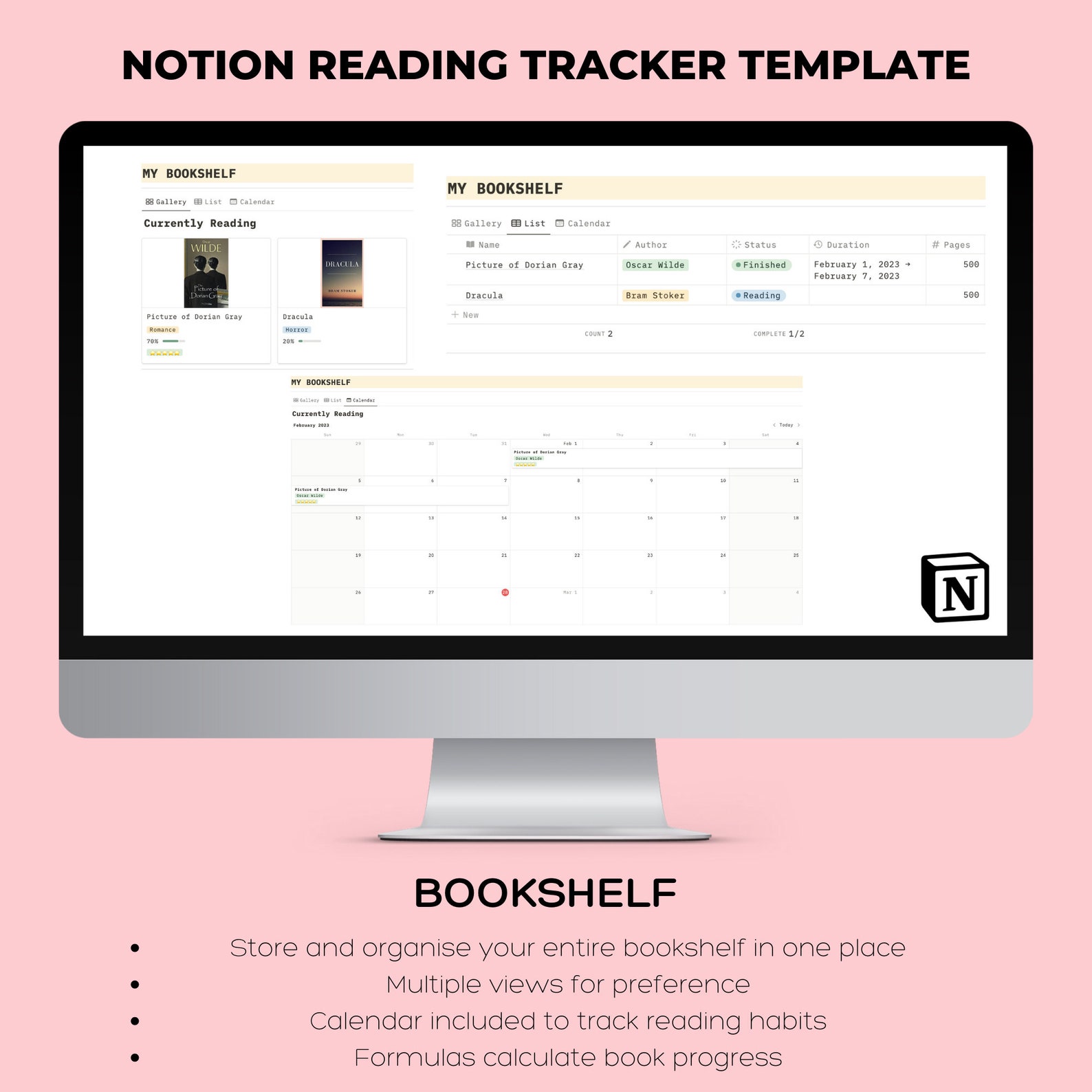 Notion Reading Tracker Notion Template Digital Reading Journal ...