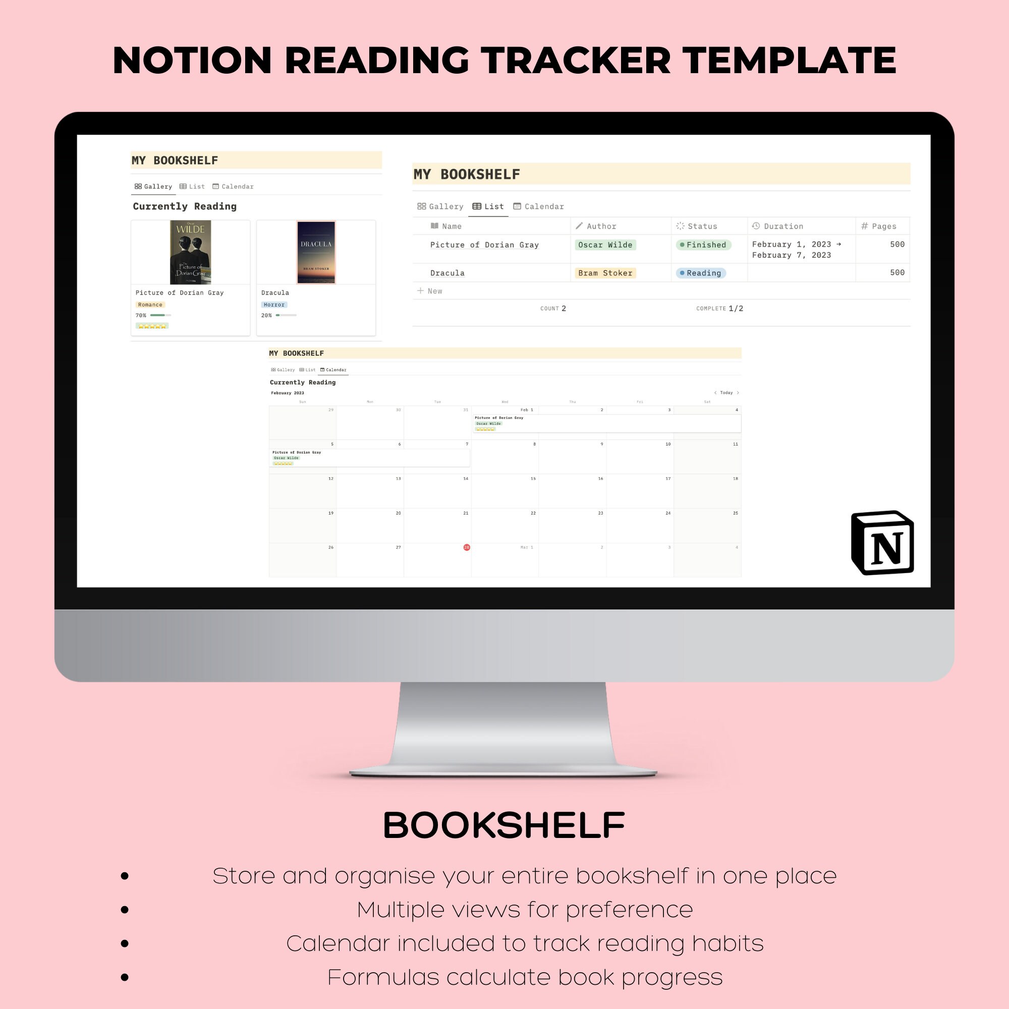Notion Reading Tracker | Notion Template | Digital Reading Journal | Bookshelf, Book Journal ...