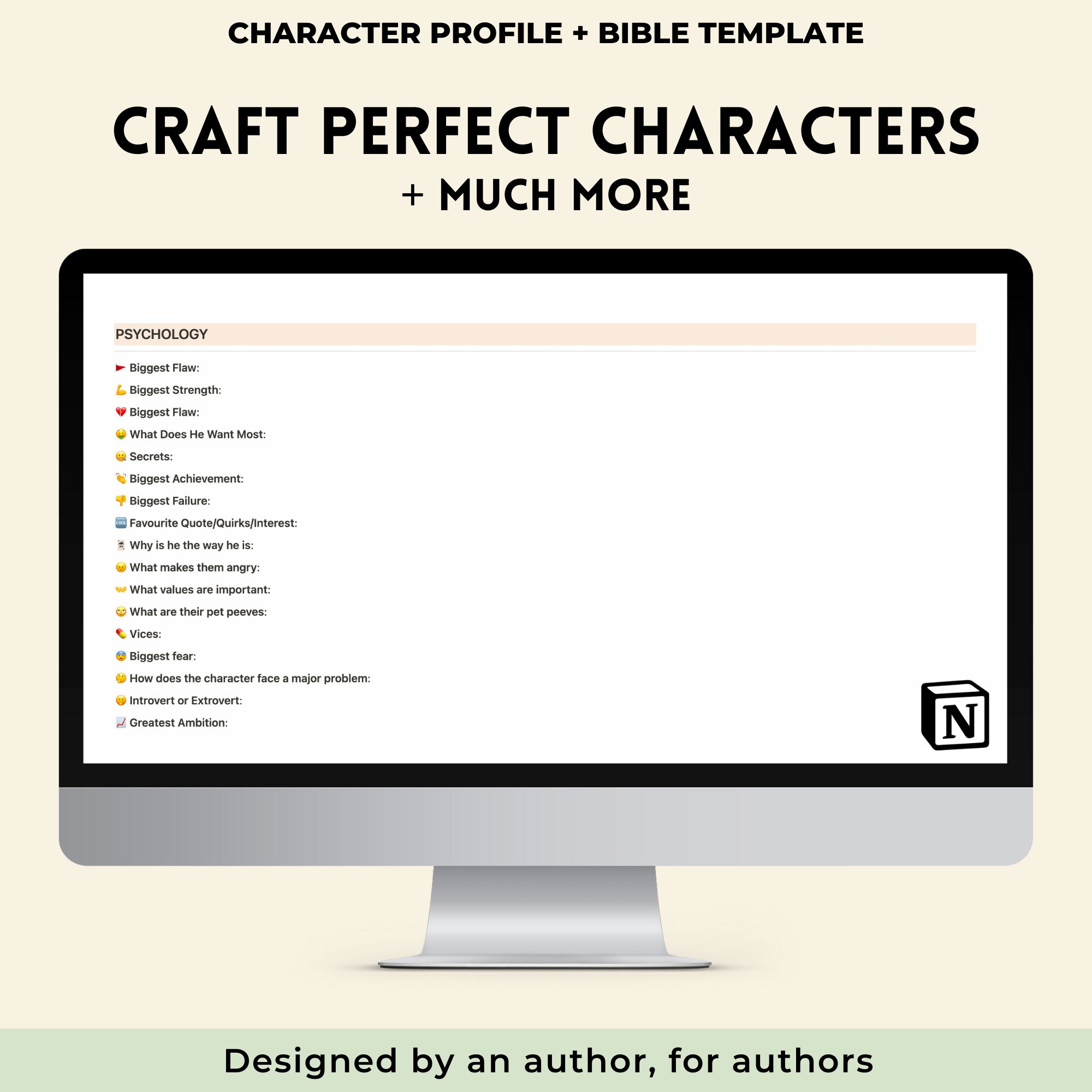 Notion Template for Authors and Writers Character Profile - Etsy