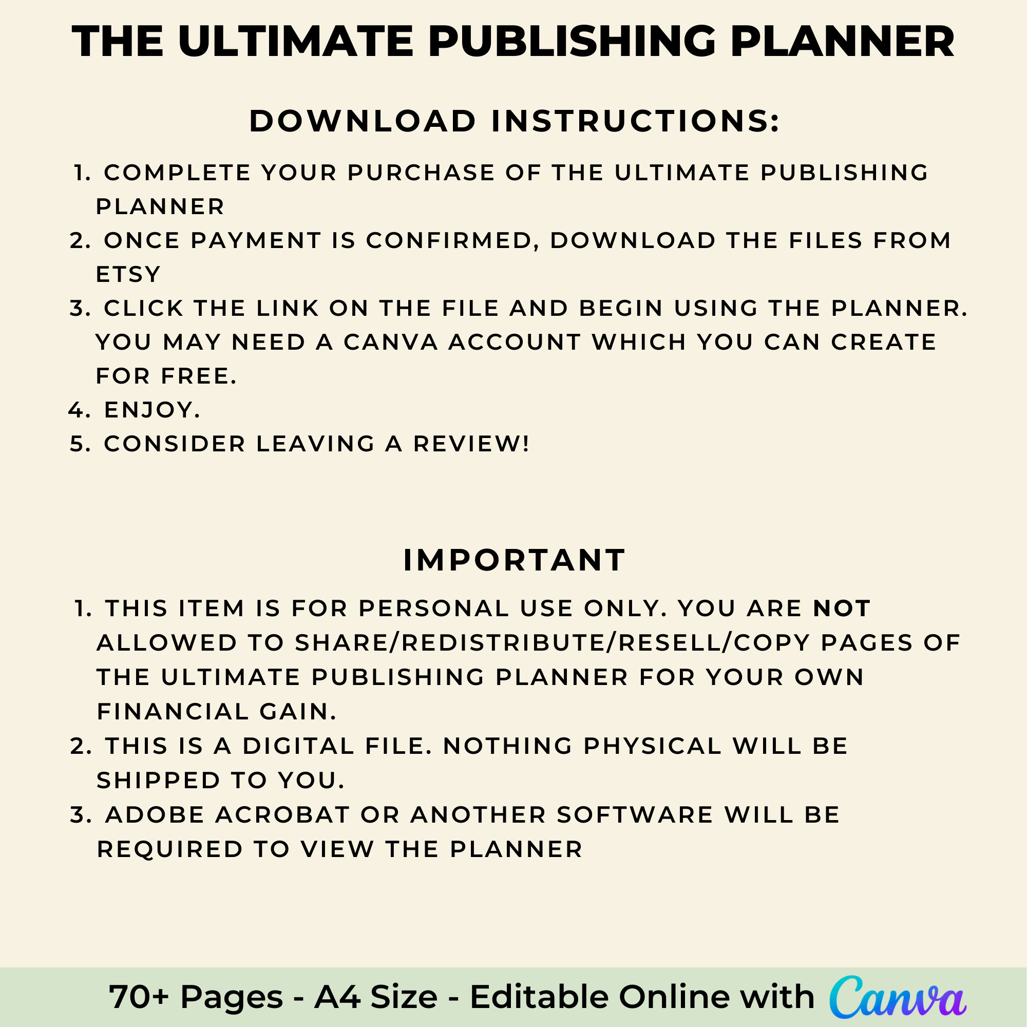 Editable Self Publishing Planner in Canva - Indie Publishing Planner ...