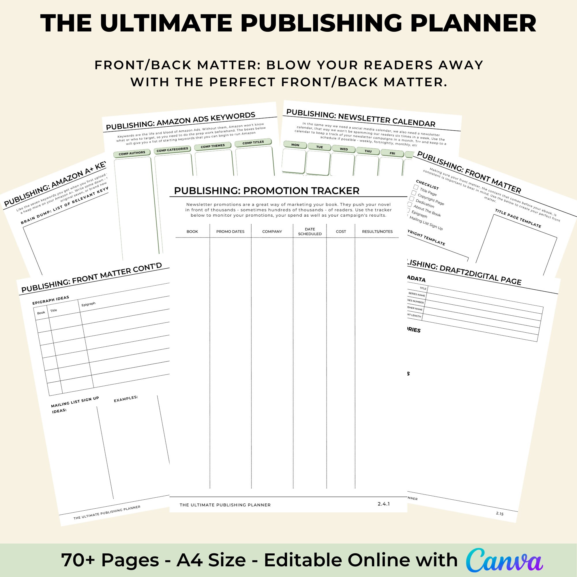 Editable Self Publishing Planner in Canva Indie Publishing Planner ...
