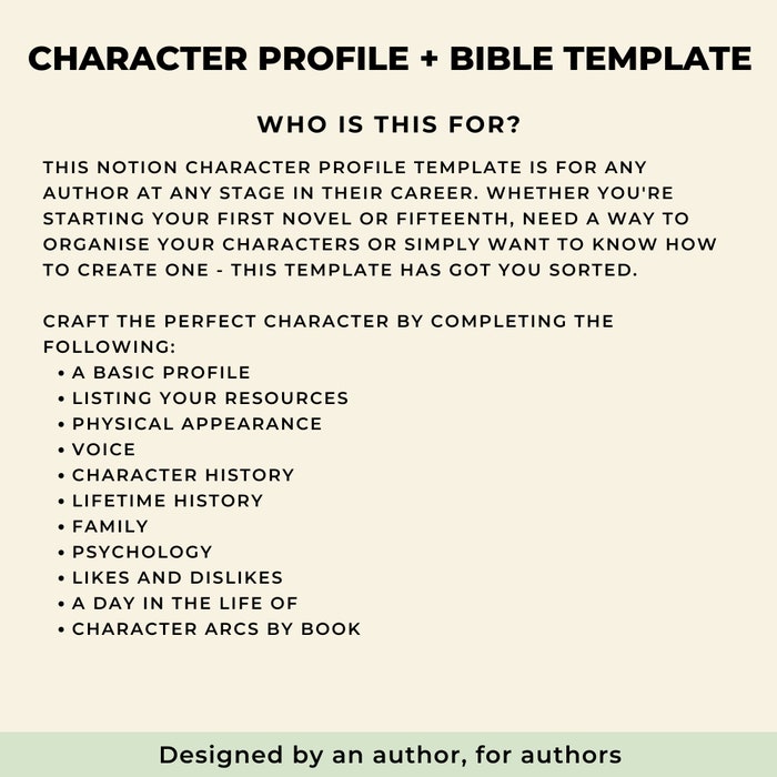 Buy Notion Template For Authors And Writers Character Profile Template ... Buy Notion Template For Authors And Writers Character Profile Template ...