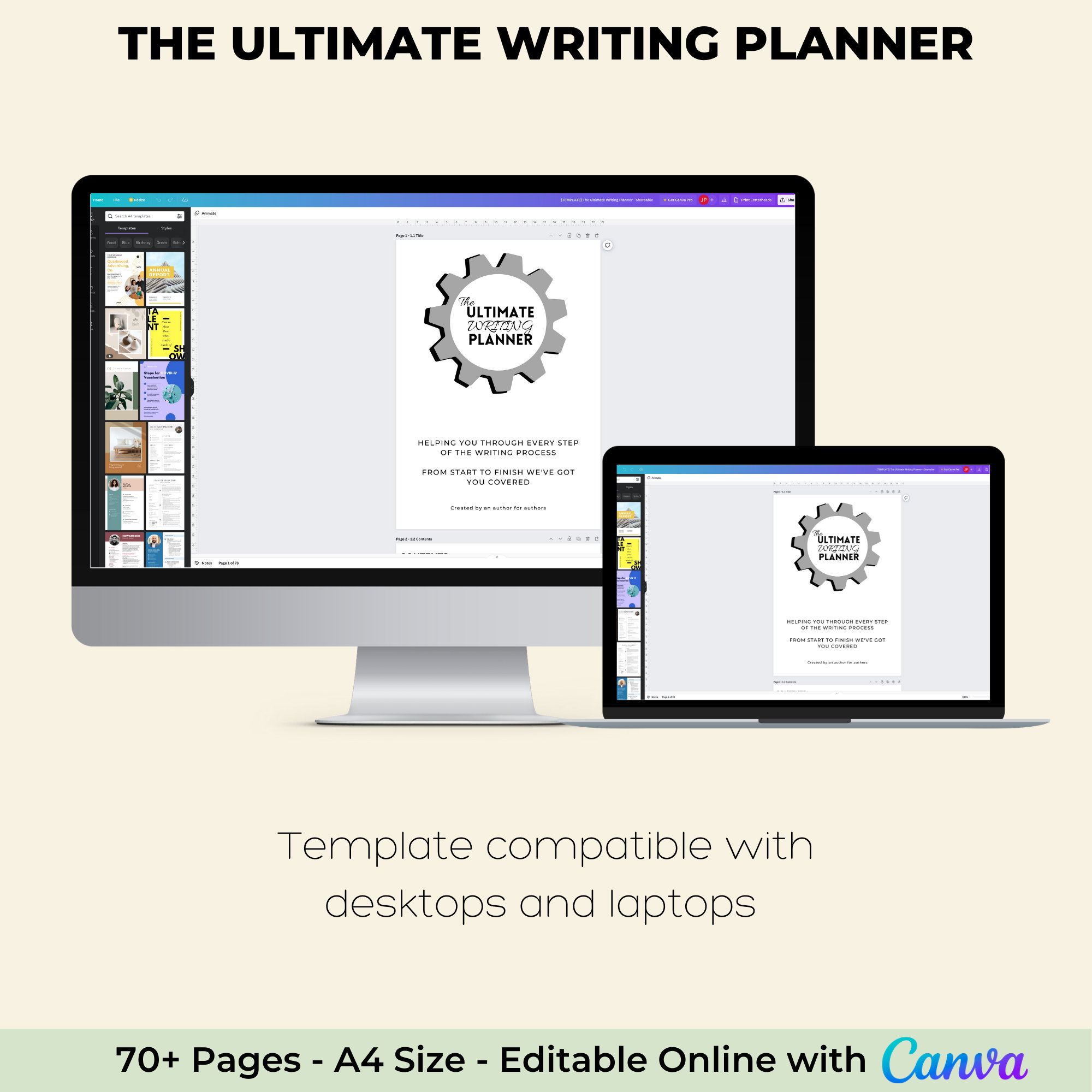 Editable Writing Planner Canva Template – 70+ Page Novel Workbook (A4 ...