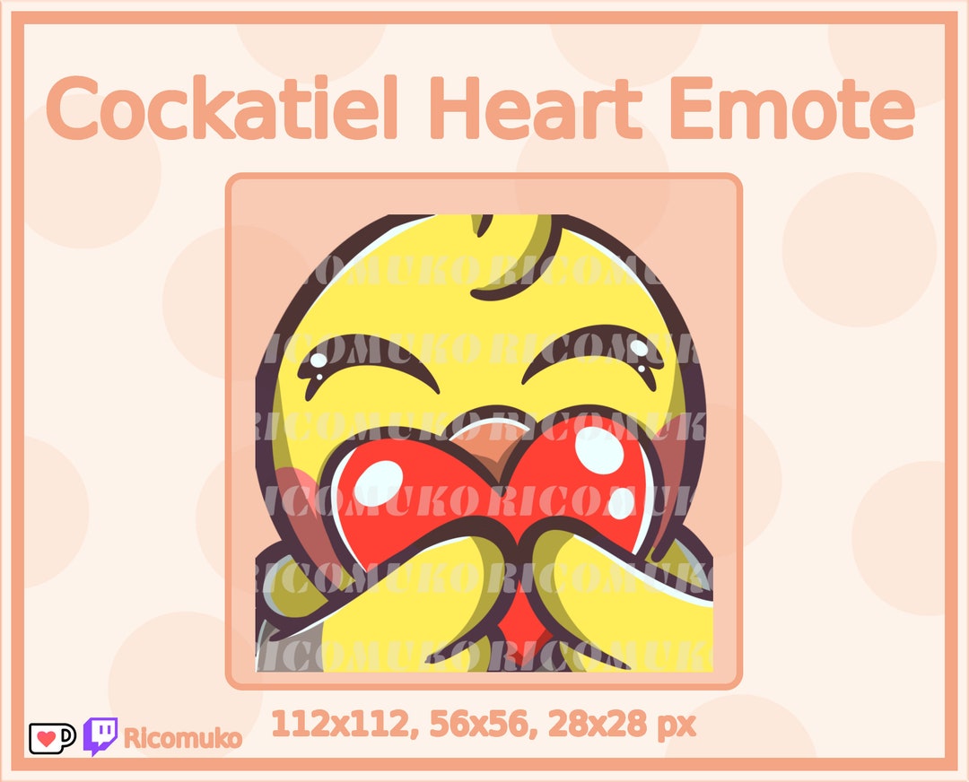 Cockatiel Heart Emote, Cute Bird Emote, Heart Emote, Twitch Emote ...