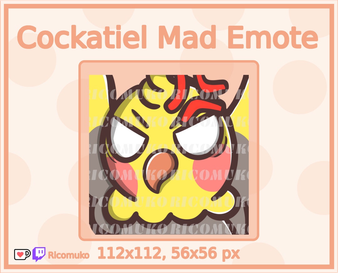 Cockatiel Mad Emote, Cute Bird Emote, Mad Emote, Twitch Emote, Discord ...