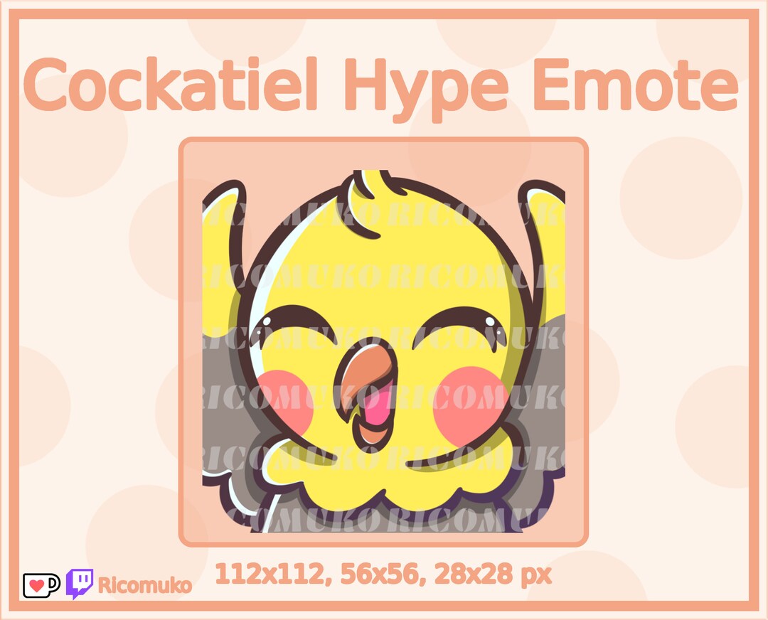 Cockatiel Hype Emote, Cute Bird Emote, Hype Emote, Twitch Emote ...