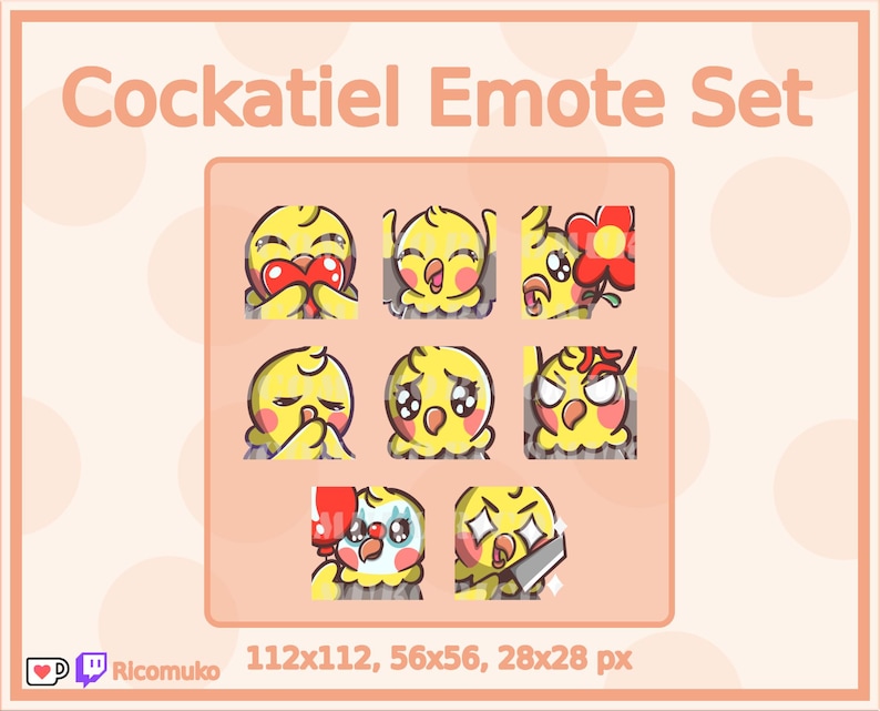 Cockatiel Emote, Bird Emote, Stream Emote, Twitch Emote, Discord Emote ...