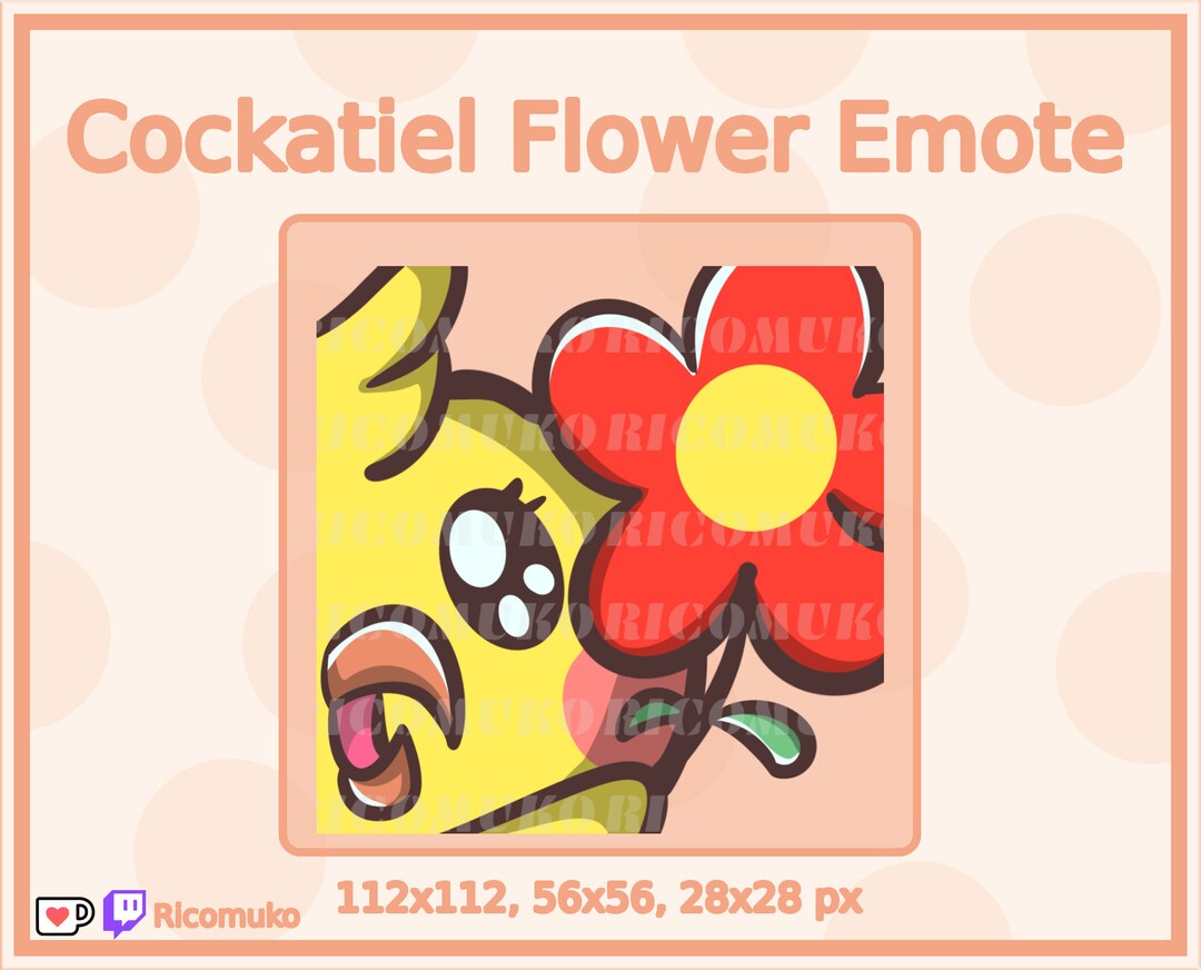 Cockatiel Flower Emote, Cute Bird Emote, Flower Emote, Twitch Emote ...