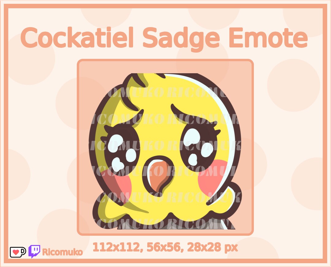 Cockatiel Sadge Emote, Cute Bird Emote, Sadge Emote, Twitch Emote ...