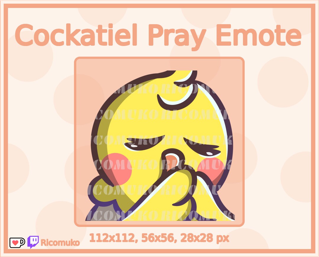 Cockatiel Pray Emote, Cute Bird Emote, Praying Emote, Twitch Emote ...