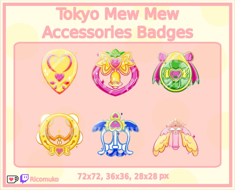 Tokyo Mew Mew Accessories Stream Badges, Magical Girl Badges, Magic ...