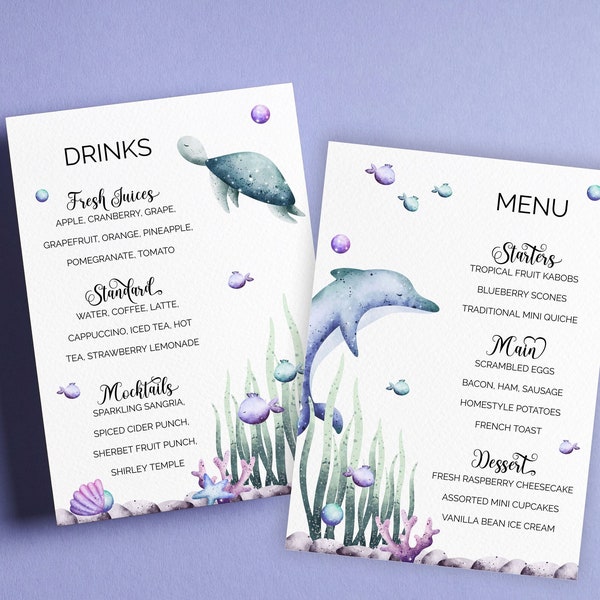 Under the Sea Menu Template - Etsy