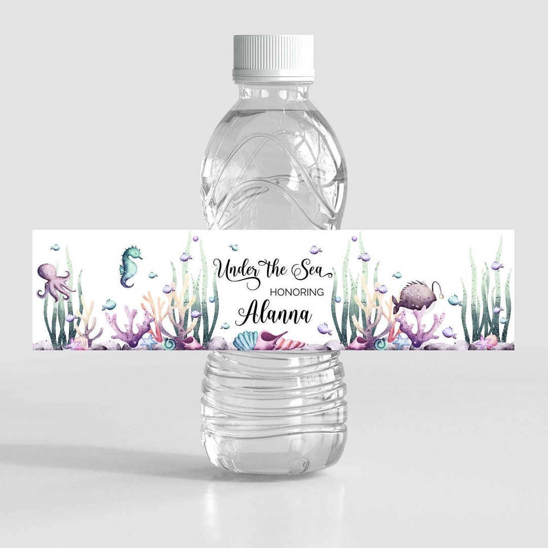 Under the Sea Baby Shower Water Bottle Label, Ocean Baby Shower Custom ...