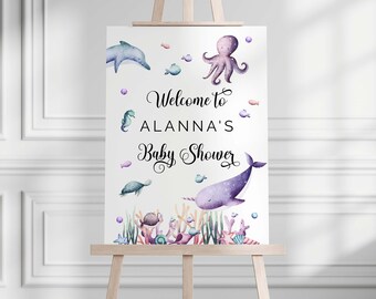EDITABLE Under the Sea Baby Shower Welcome Sign Nautical Theme Welcome ...