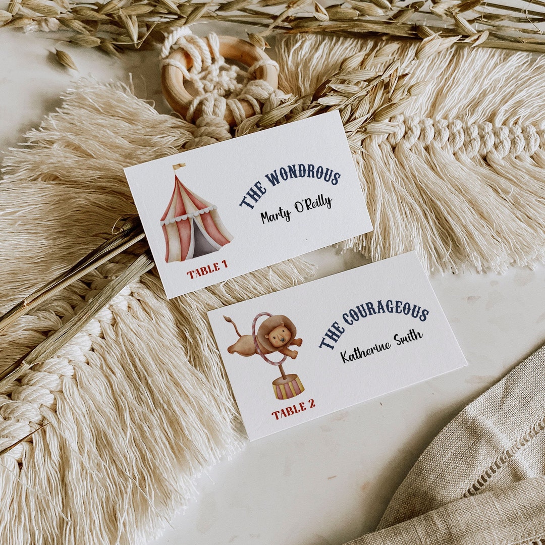 Circus Animal Place Card Template: Editable Carnival Seating (instant ...