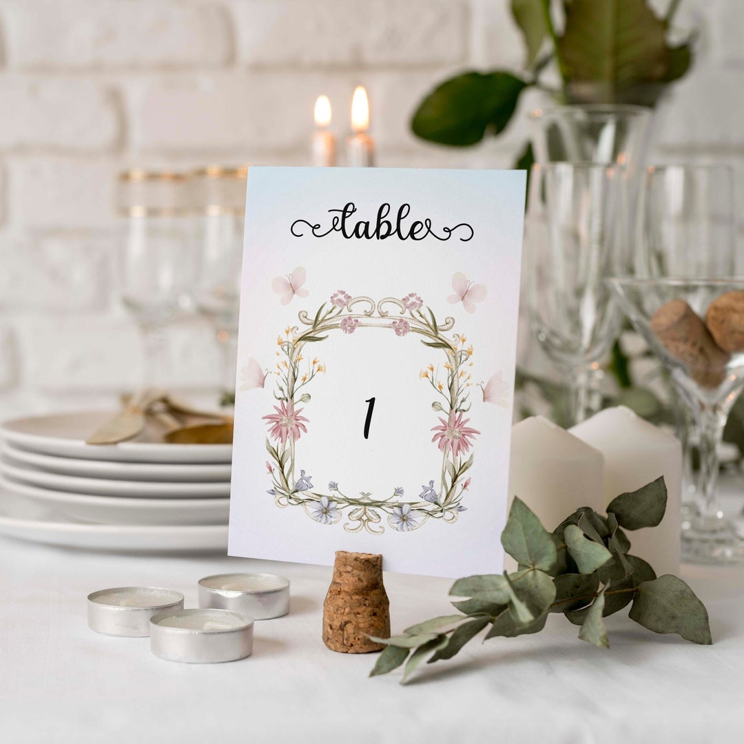 Cinderella Wedding Table Numbers: Floral Fairytale Design (instant ...