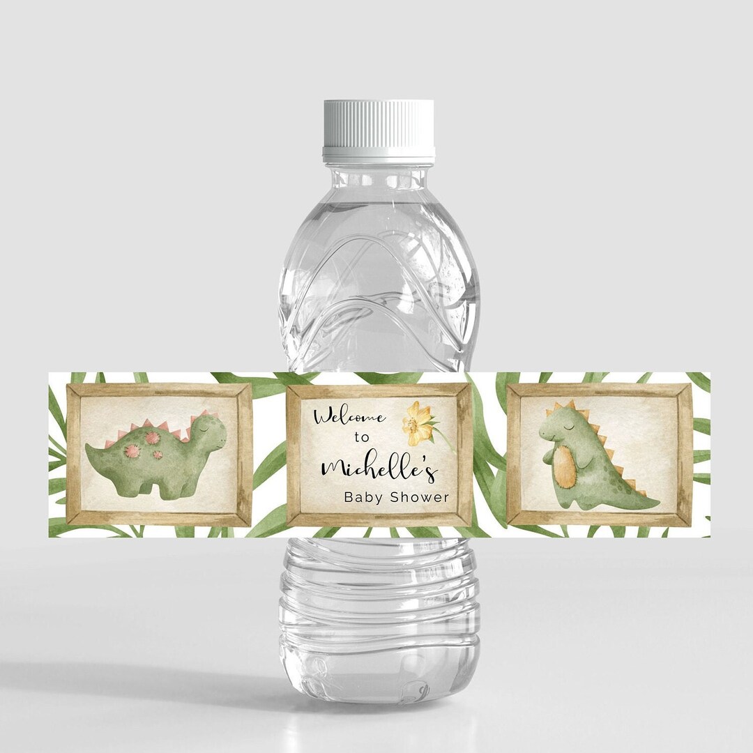 Water Bottle Label for Boho Dino Baby Shower, Customizable Bohemian ...