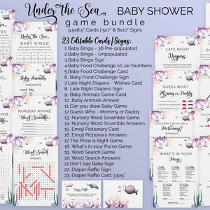 Under the Sea Baby Shower Games Bundle, Ocean Baby Shower Activities ...