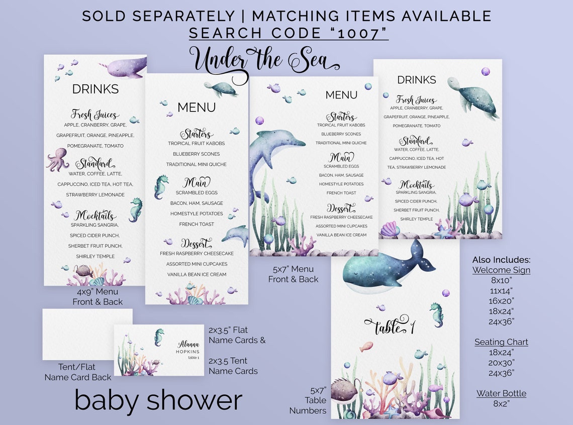 Under the Sea Baby Shower Water Bottle Label, Ocean Baby Shower Custom ...
