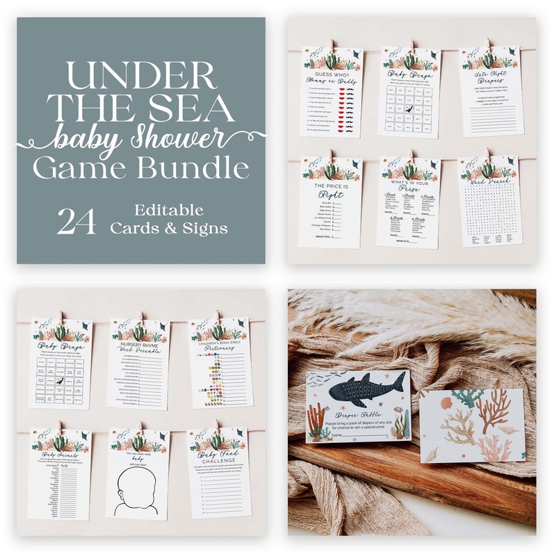 Under the Sea Baby Shower Games Bundle: Ocean-themed Activities Pack ...