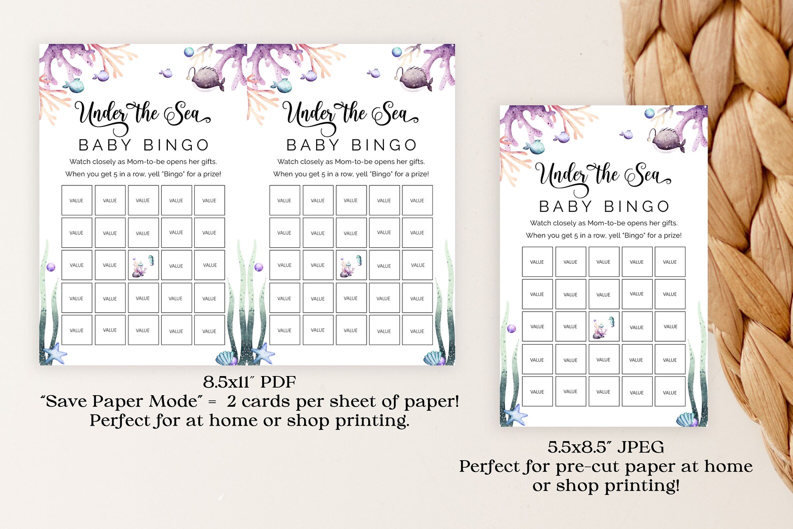 Under the Sea Baby Shower Games Bundle, Ocean Baby Shower Activities ...