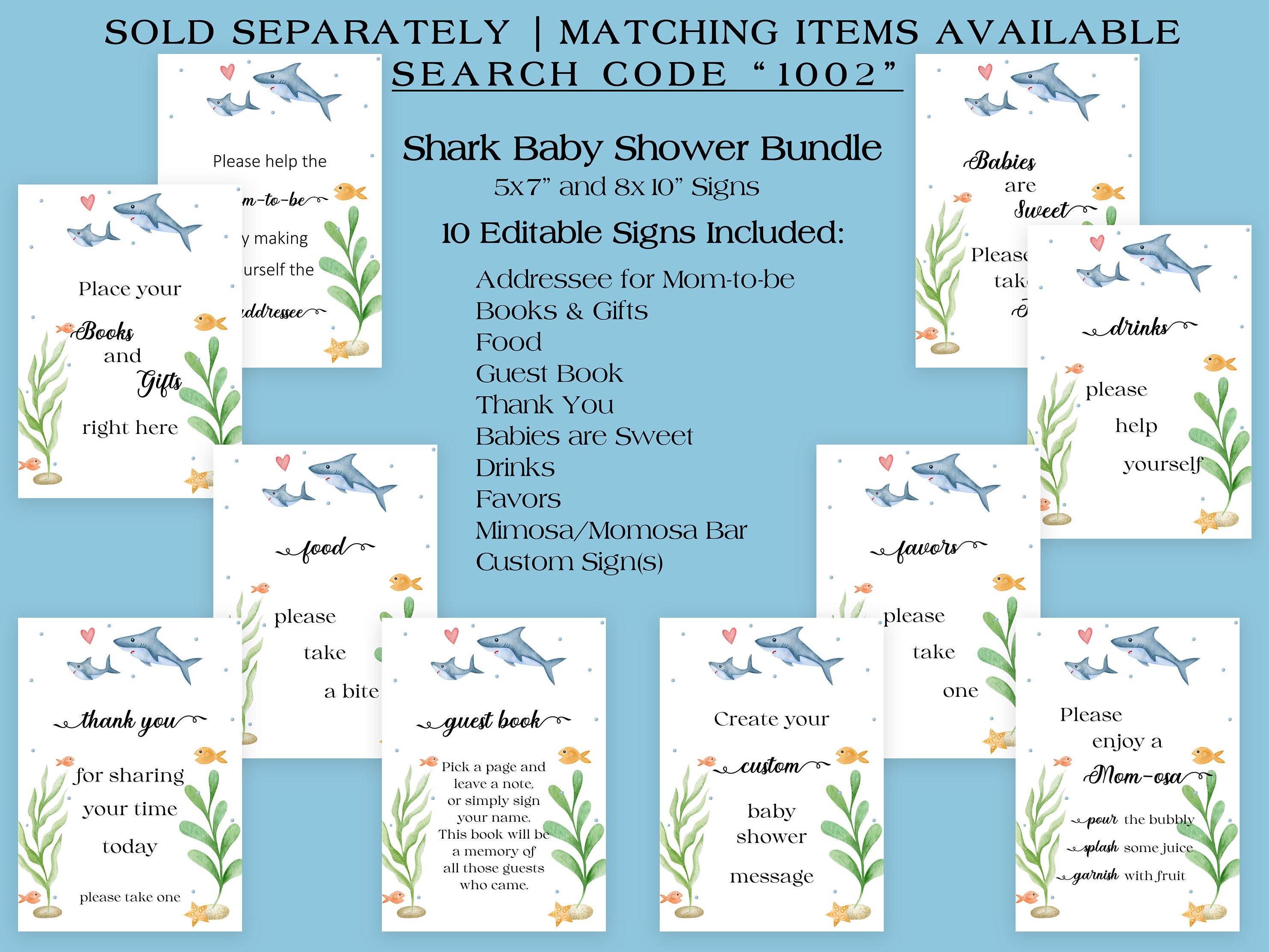 Shark Baby Shower Chart Sign: Under the Sea Theme, Baby Shark and ...