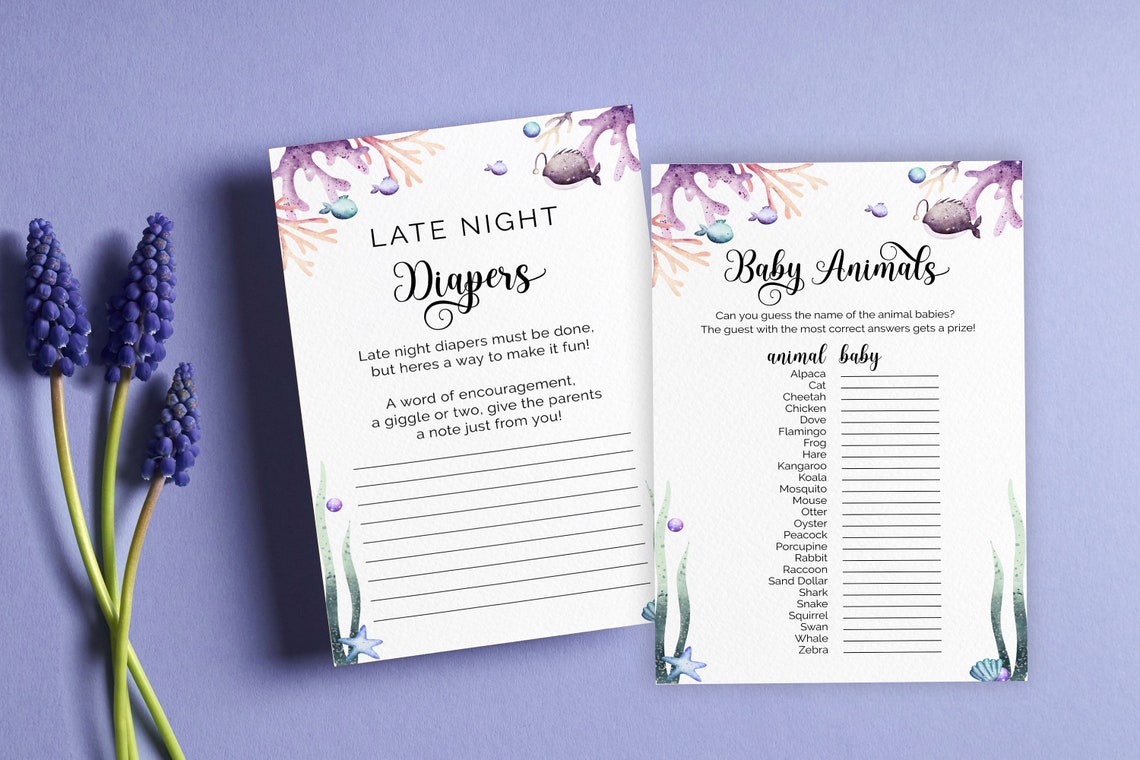 Under the Sea Baby Shower Games Bundle, Ocean Baby Shower Activities ...