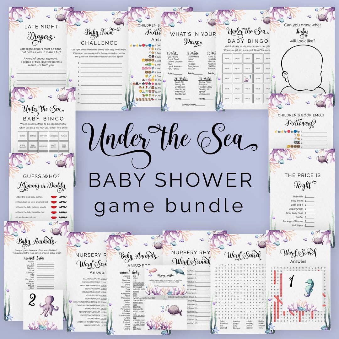 Under the Sea Baby Shower Games Bundle, Ocean Baby Shower Activities ...
