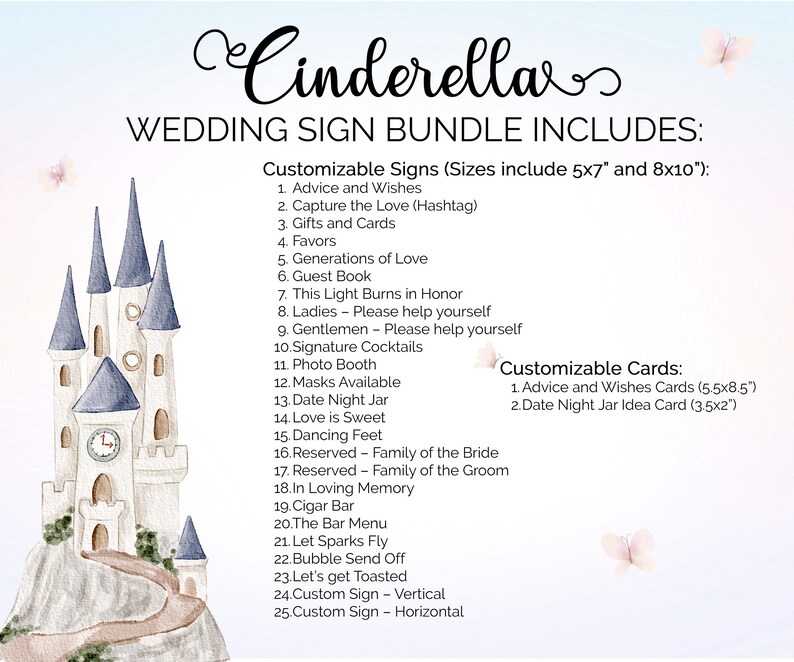 Editable Sign Bundle for Cinderella Wedding, Once Upon a Time Templates ...