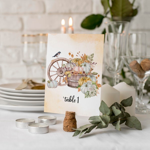 Pumpkin Table Number - Etsy